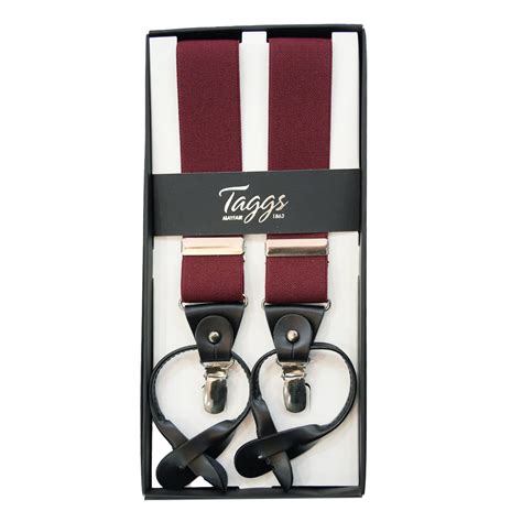 Taggs Mayfair Burgundy Clip And Button Braces Suspenders Menswear Online