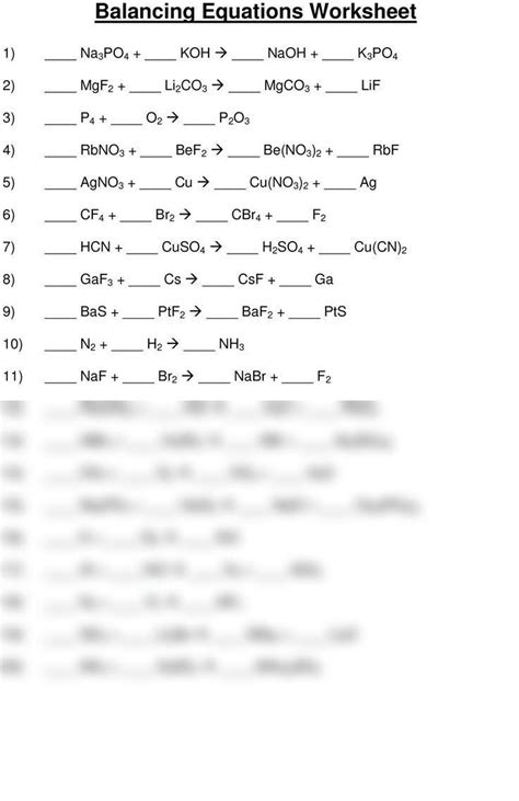 SOLUTION: Balancing equation worksheet - Studypool - Worksheets Library