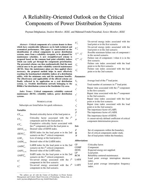 Pdf A Reliability Oriented Outlook On The Critical Components Of