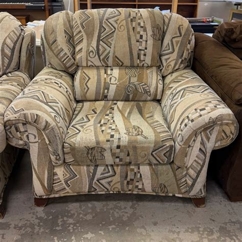 Brown Patterned Armchair Habitat For Humanity Restore Thunder Bay