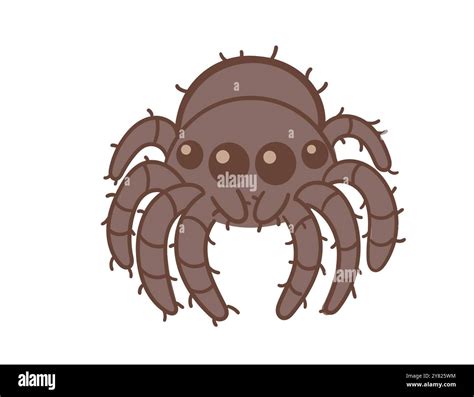 Cute Cartoon Spider With A Smiling Face Funny Insect Design Vector