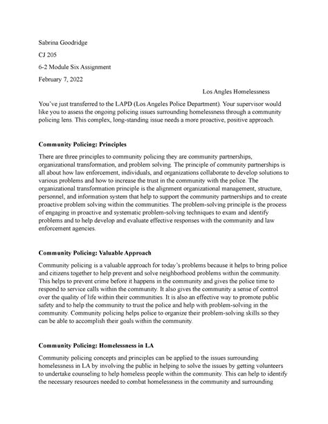 Cj 205 6 2 Module Six Assignment Sabrina Goodridge Cj 205 6 2 Module