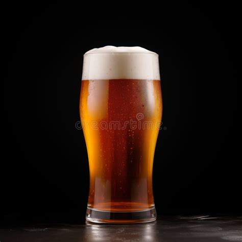 Beer In A Tall Glass On A Dark Black Background Mugs With Drink Like