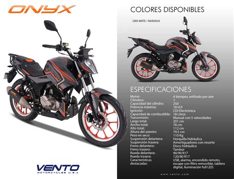 Onyx 250 Vento Motorcycles Usa │ Honduras
