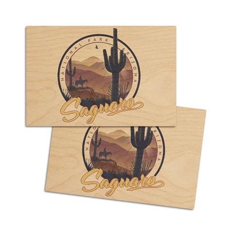 Saguaro National Park Arizona Lithograph Contour 4x6 Birch Wood