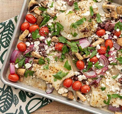 Recipe And Video Mediterranean Cod Sheet Pan Dinner Henry Ford Health