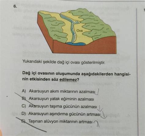 6 13₁2 Ova Yukarıdaki şekilde Dağ Içi Ovası Gösterilmiştir Dağ Içi Ovasının Oluşumunda