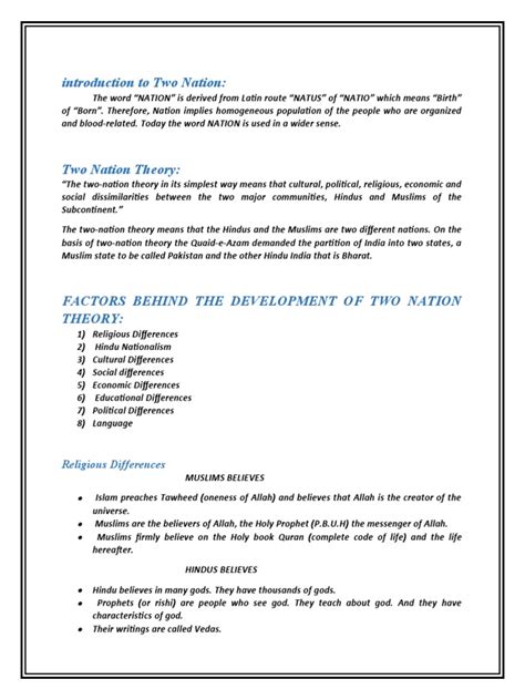 Pak Study Assignment1 Pdf Urdu Two Nation Theory