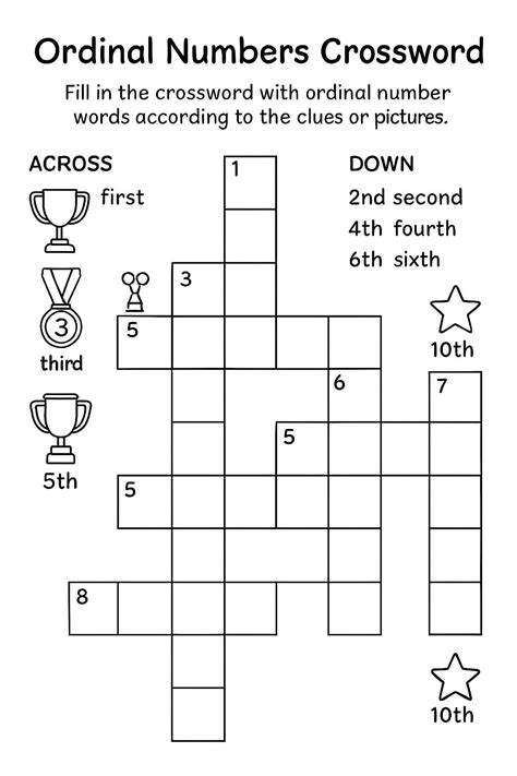 Ordinal Numbers Crossword Worksheet Download And Print Now