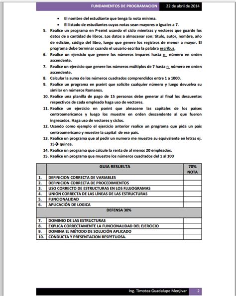 Guia De Programacion 2 ~ Ingenieria En Sistemas