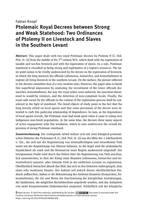 Pdf Ptolemaic Royal Decrees Between Strong And Weak Statehood Two