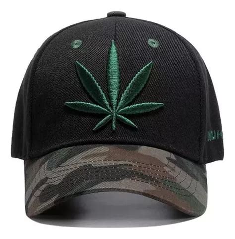 Gorra Diseño Hoja De Marihuana Cánnabis Visera Curva Cuotas Sin Interés