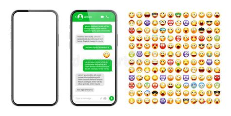 Smartphone Messaging App User Interface Design With Emoji Sms Text