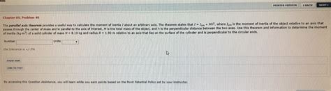 Solved NET Chapter Problem The Parallelaxis Theorem Chegg