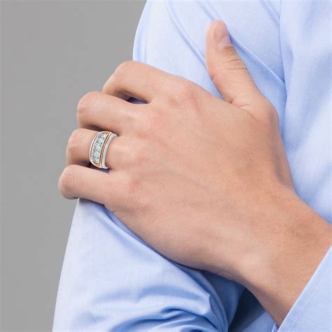 14k Whiterose Gold Two Tone Gold Whiterose Gold Mens Diamond Ring M