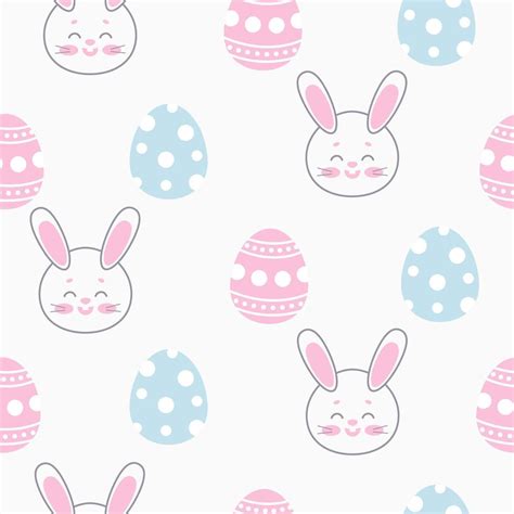 Seamless Pattern Easter Bunny With Easter Eggs On White Background