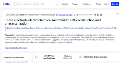 Citation Report Three Electrode Electrochemical Microfluidic Cell
