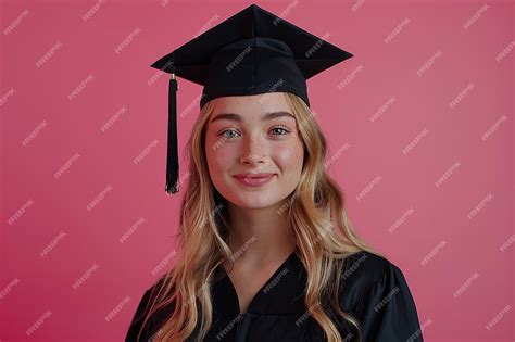 Young Pretty Blonde Girl In University Graduate Clothes Over Isolated