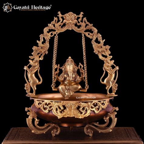 Brass Ganesh Swing Urli With Arch Traditional Craftsmanship Gayatr Gayatri Heritage