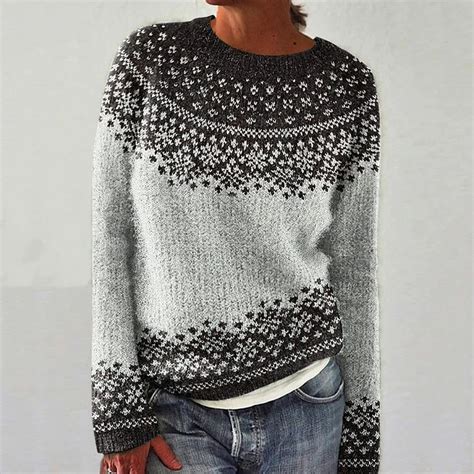 Vintage Christmas Snowflake Pattern Knitted Sweater Christmas
