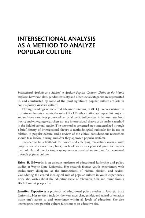 Pdf Intersectional Analysis As A Method To Analyze Popular Culture Clarity In The Matrix