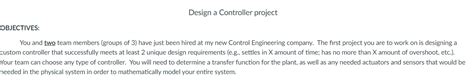 Solved Design A Controller ProjectOBJECTIVES You And Two Chegg