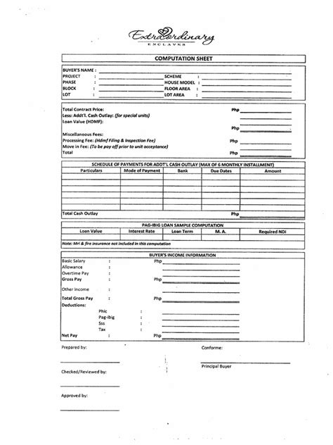 Computation Sheet Pdf