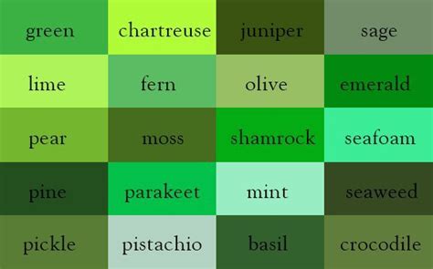 The Color Thesaurus Green Colour Palette Green Paint Color