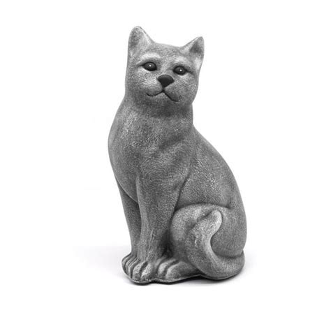 Tiefes Kunsthandwerk Statue En Pierre Chat Assis Gris Statue De