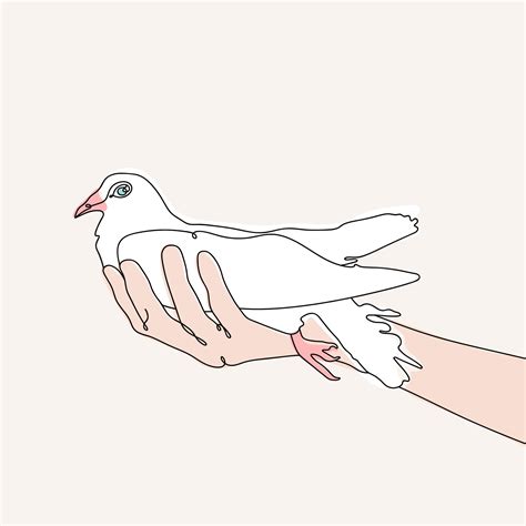 Peace Dove In Hand Continuous One Line Drawing Bird Symbol Of Peace