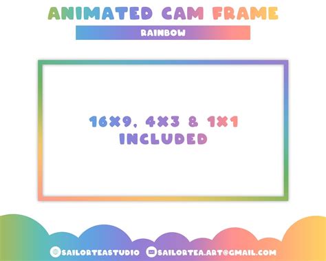 Rainbow Animated Webcam Frame P2u Overlay Screen Stream Facecam