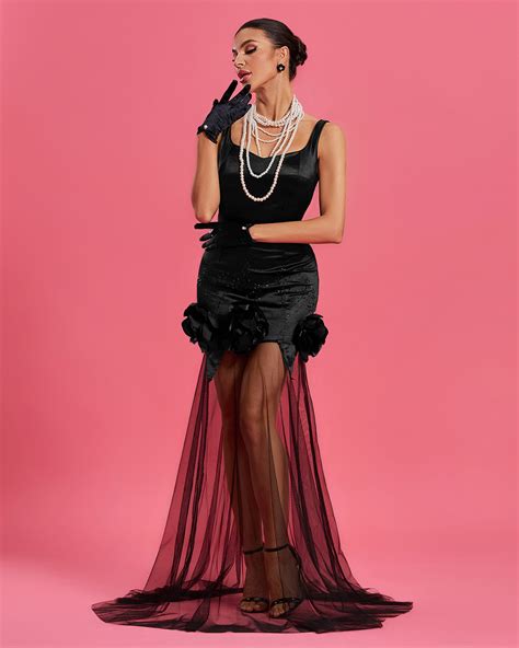 3d Flowers Mesh See Through Maxi Dress Fa41221 Wolddress Wolddress