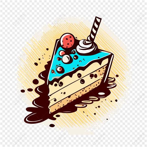 Outline Cake Slice Vector Sticker Cartoon Slices Vector Sticker Vector Cake Png Image Image