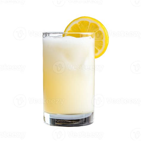 Refreshing Lemon Cocktail In Glass With Foam And Lemon Slice 50906657 Png