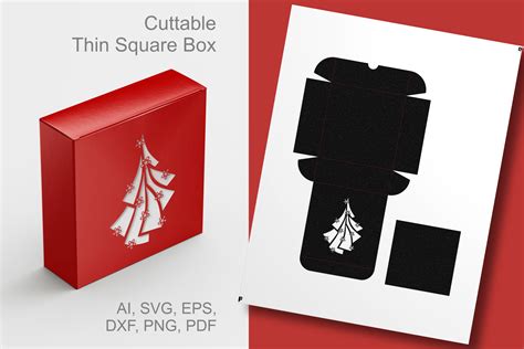 Christmas Tree Thin Square Box Template · Creative Fabrica