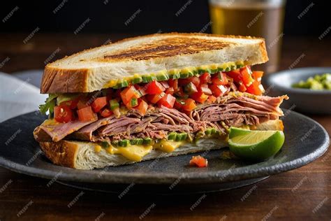 Premium Photo Cuban Sandwich With A Side Of Tomato Salsa Realistic A