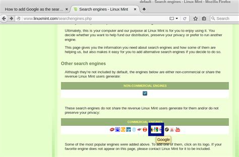 How To Add Google To Firefox In Linux Mint As Default Search Engine SysTutorials
