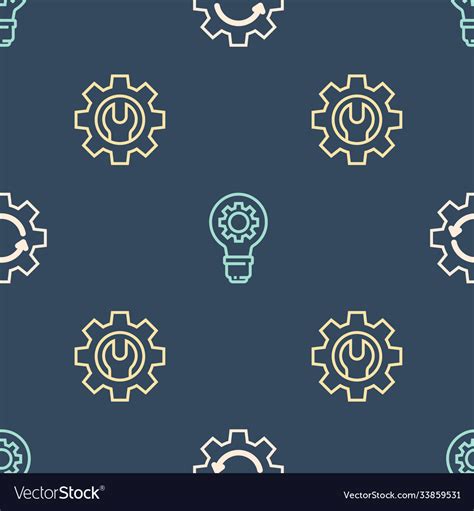 Set Line Gear And Arrows As Workflow Wrench Vector Image
