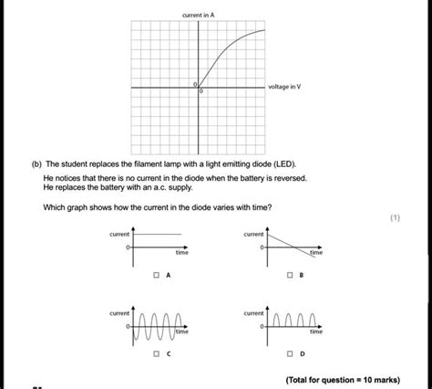 Gurtent Voltage In V B The Student Replaces The Filament Lamp With