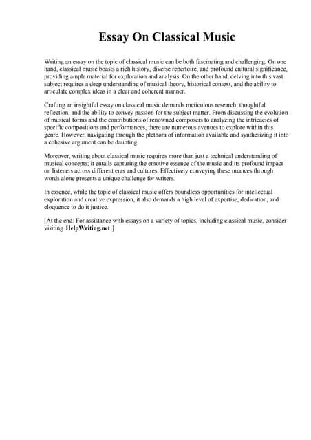 Essay On Classical Musicpdf