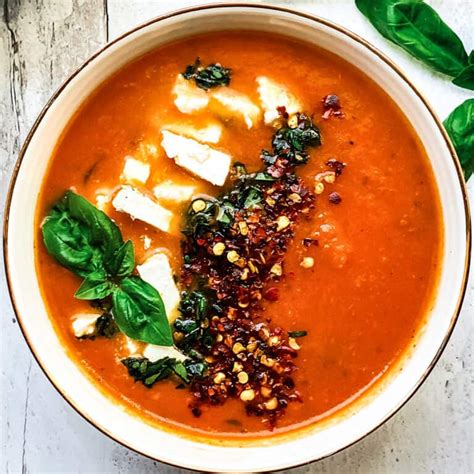 Greek Tomato Soup With Feta And Basil The Greek Foodie