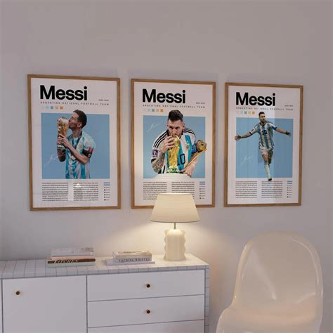 Lionel Messi Soccer Poster Set Argentina National Team Sports Wall