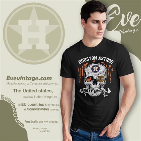 Houston Astros Harley Davidson Skull Shirt Eve Vintage