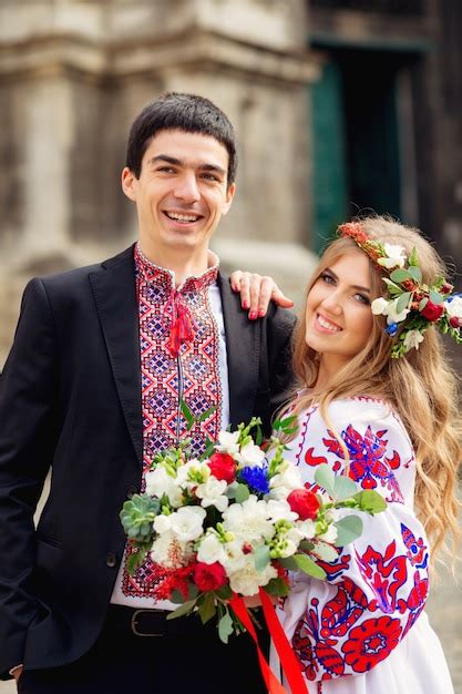 Premium Photo Happy Ukrainian Couple Wearing Traditional Clothes