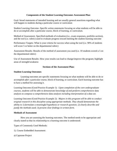 Pdf Components Of The Student Learning Outcomes Assessment · Pdf