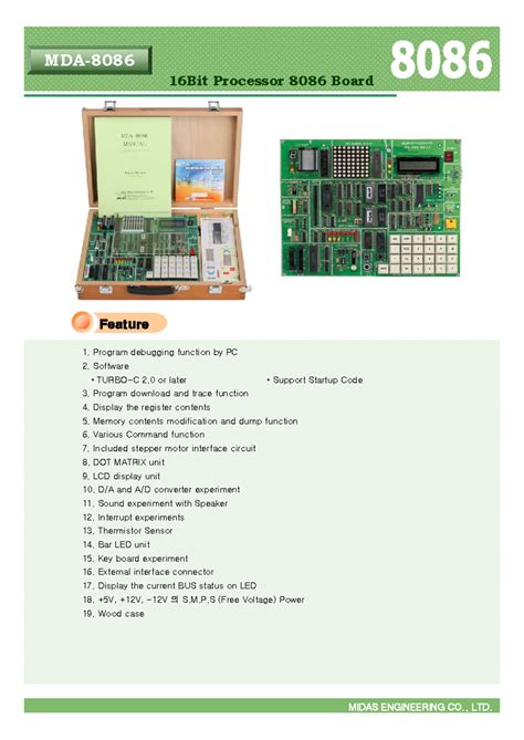 Mda 8086 Microprocessor Kit Features And Specifications Overview Studocu