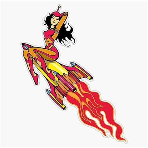 Rocket Pinup Space Babe Sticker Bumper Sticker Vinyl Decal 5