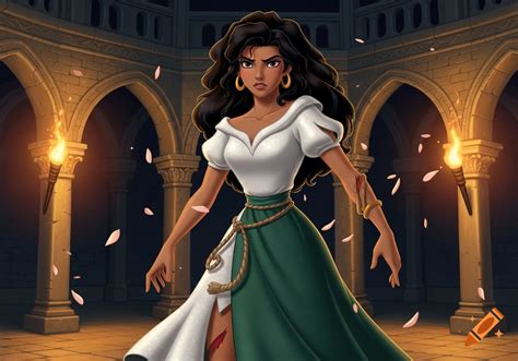 Esmeralda From Disneys Hunchback Of Notre Dame In An Animated Style