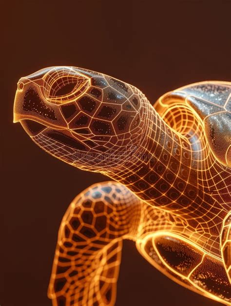 Neon Wireframe Turtle Hologram With Futuristic Design Stock Image