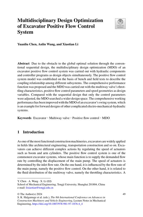 Pdf Multidisciplinary Design Optimization Of Excavator Positive Flow